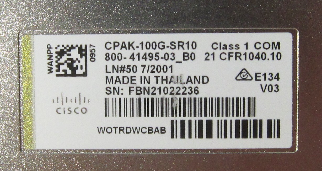 Cisco Cpak-100g-sr10 CPAK 100g Transceiver Module for MMF for sale ...