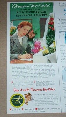 1953 print ad - FTD Florists Telegraph Delivery flowers-by-wire Old ...