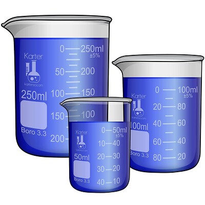 24 Glass Beaker Sets, Karter Scientific 3.3 Boro, Griffin Low Form, -3 ...