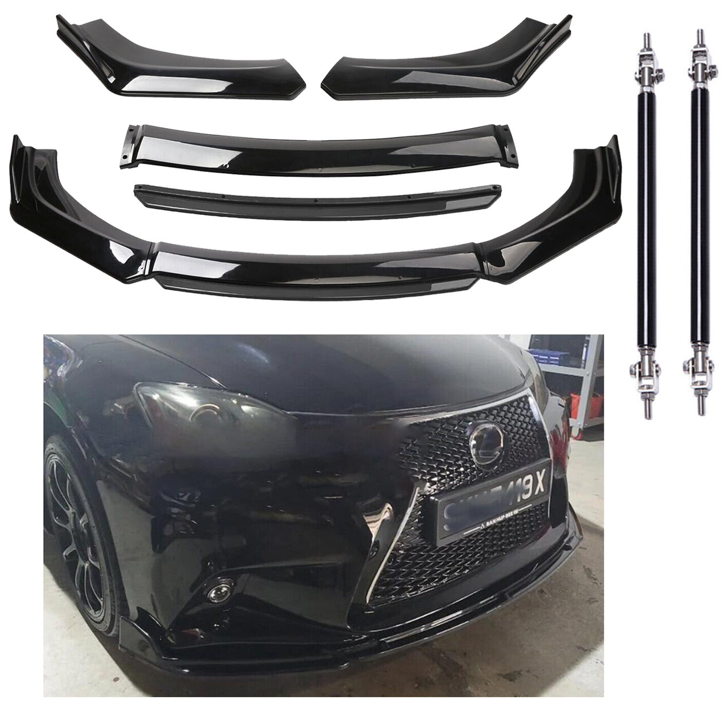 Front Bumper Lip Spoiler Splitter Body Kit Gloss Black For Lexus RX350 ...