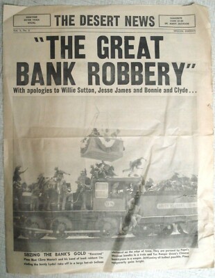 ORIGINAL 1960'S MOVIE THE GREAT BANK ROBBERY TABLOID NEWSPAPER HERALD ...