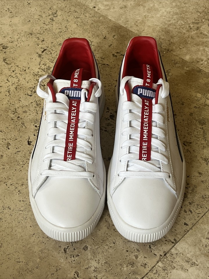 Puma Clyde firecracker Leather Foil Men's shoes white/Blue/Red Size 10. ...