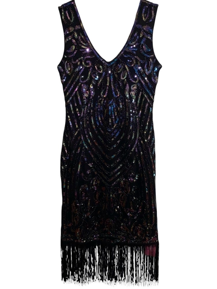 1920s Black Vintage Style Gatsby Old Hollywood Flapper Dress ...