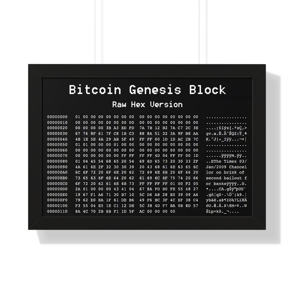 Bitcoin Genesis Block Poster - Crypto Art Wall Decor for Bitcoin ...