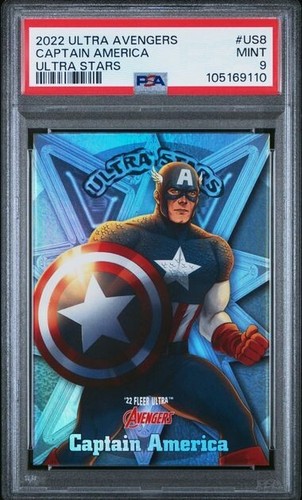 PSA 9 MINT CAPTAIN AMERICA 2022 MARVEL AVENGERS MCU-US8 GRADED FLEER ...