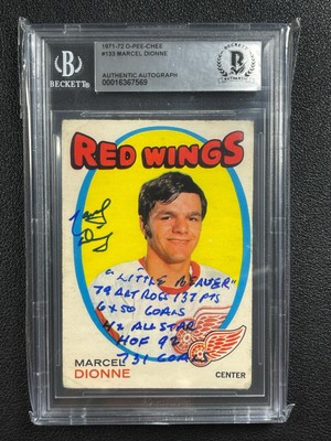 MARCEL DIONNE SIGNED 1971/72 OPC ROOKIE CARD #133 6 INSCRIPTIONS BAS ...