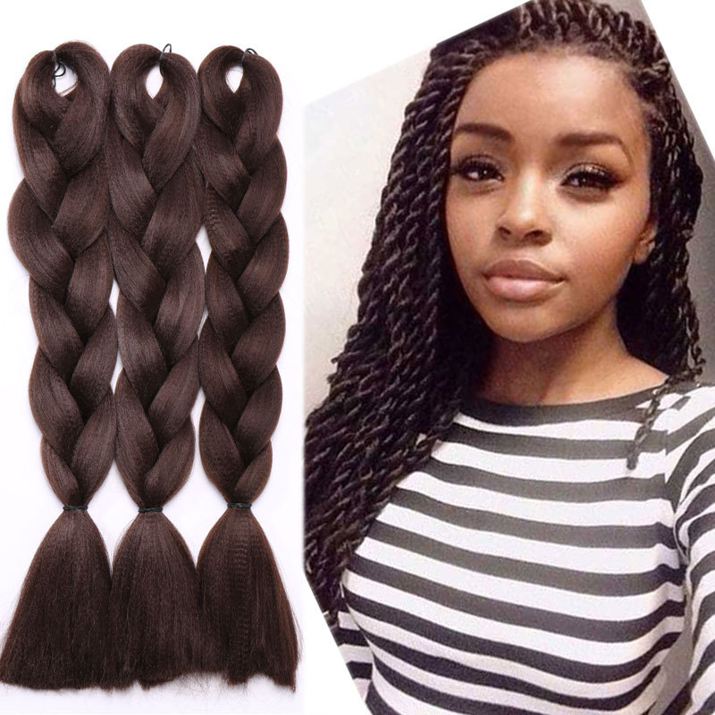 24"Ombre Color Jumbo Braiding Hair Extension Two Tone Color Synthetic ...