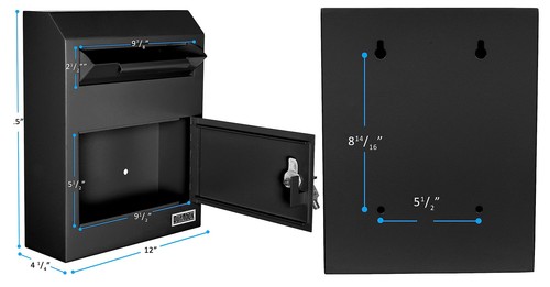 Wall Mount Locking Drop Box, Heavy Duty Steel Mailbox for Rent Payments ...