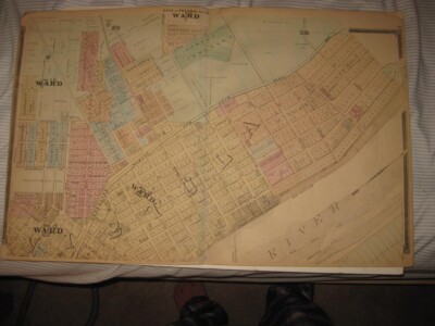 LARGE ANTIQUE 1875 TOLEDO PART 6 VISTULA LUCAS COUNTY OHIO HANDCOLORED ...