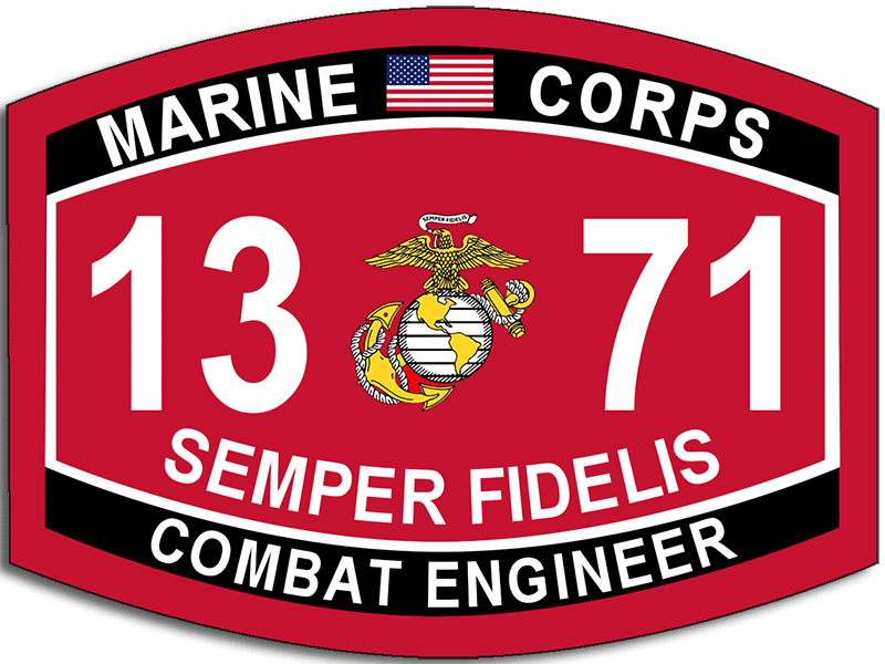 3x4 inch Marine Corps MOS Code 1371 Combat Engineer Sticker (Decal ...
