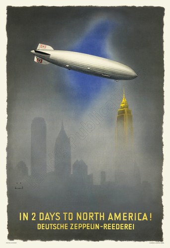 Hindenburg Zeppelin Over New York City – Vintage 1936 Travel Poster | eBay
