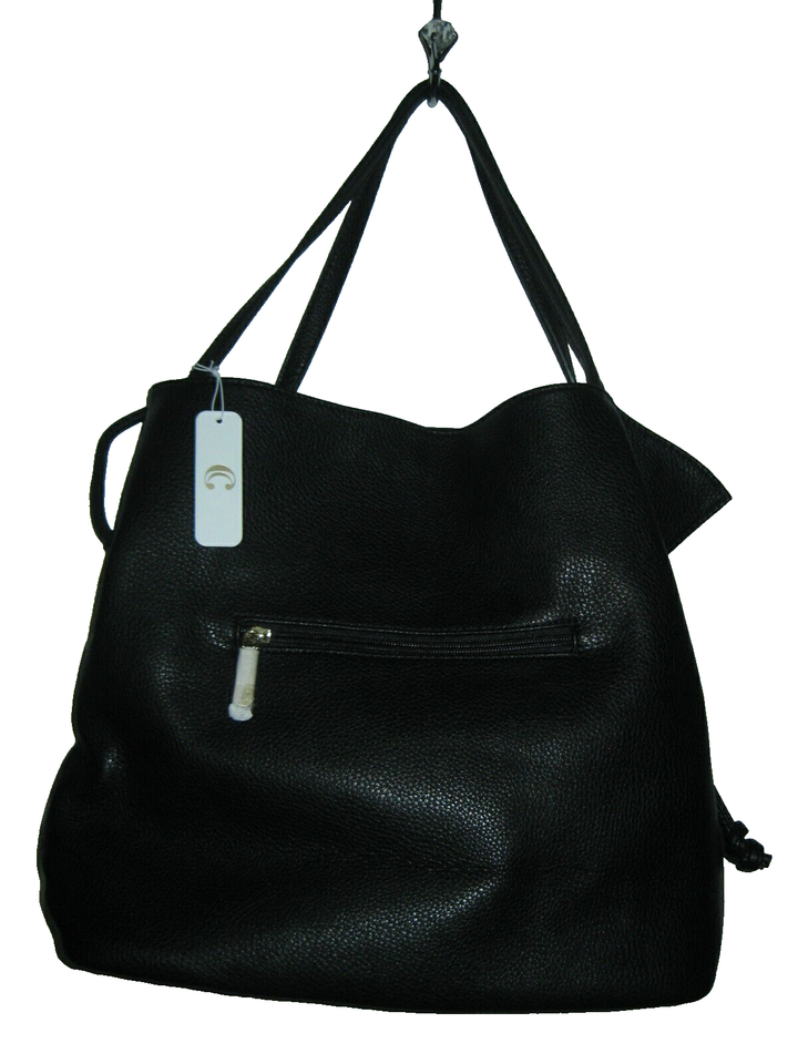 Black Handbag Tote Gold Chain Microfiber Accents Charming Charlie New ...