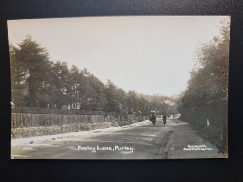 Purley Postcard 1914 PM Real B/W Photo Foxley Lane Cyclists Croydon ...