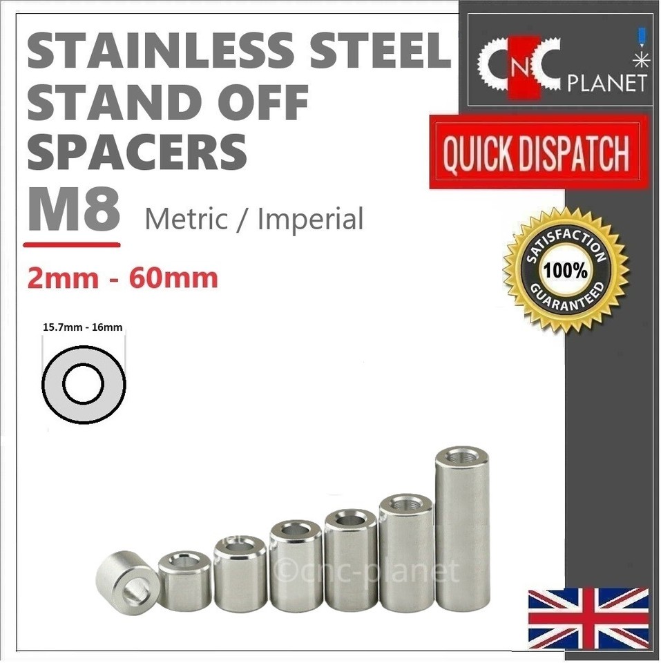 Stainless Steel Spacer Standoff spacer M8 stand off collar Round bush ...
