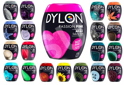 DYLON 350G FABRIC CLOTHES WASHING MACHINE WASH N DYE ASSORTED COLOURS ...