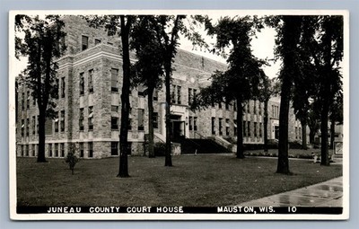 MAUSTON WI JUNEAU COUNTY COURT HOUSE VINTAGE REAL PHOTO POSTCARD RPPC ...