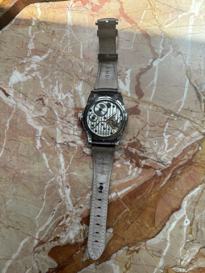 LEANDRI LABORATORIO MENS MANUAL WIND WATCH SWISS MVT 45mm OPEN CASEBACK ...