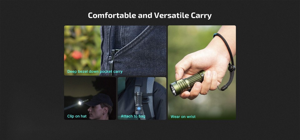 Olight Baton Turbo Compact EDC Flashlight, 510m Long-Range Beam, Black ...