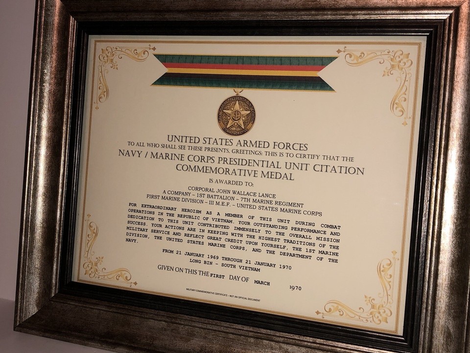 NAVY / USMC PRESIDENTIAL UNIT CITATION COMMEMORATIVE MEDAL CERTIFICATE ...
