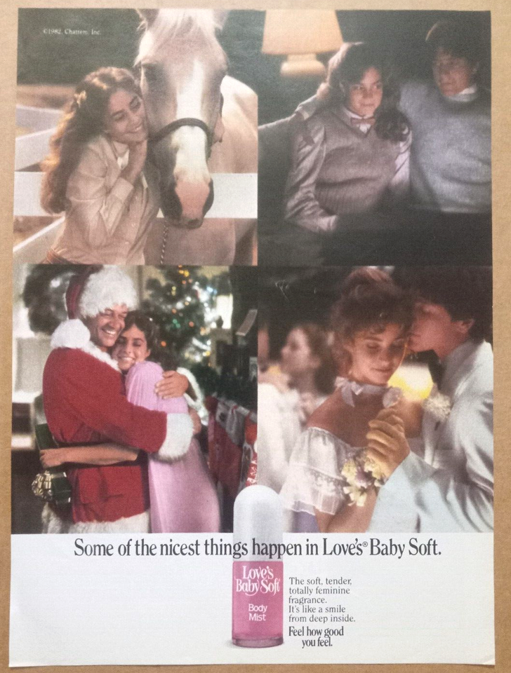 1982 print ad page -Love's Baby Soft fragrance- cute girl boy horse ...