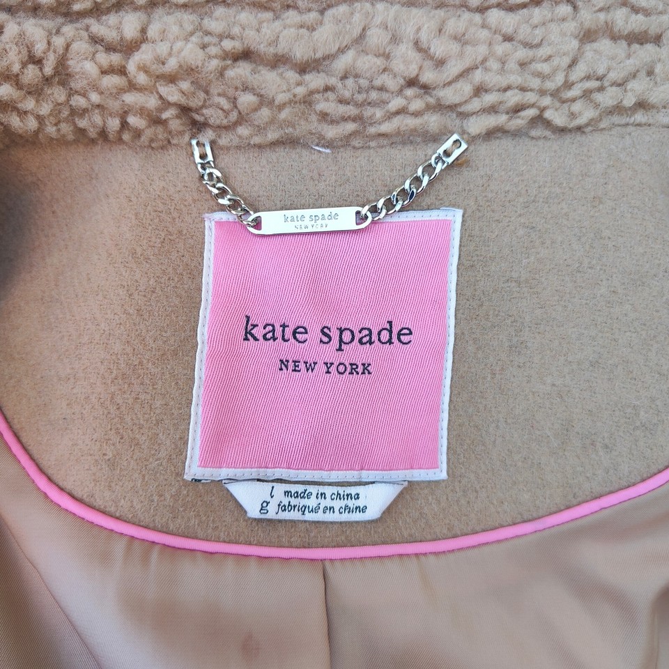 Kate Spade Faux Fur Sherpa Point Collar Long Sleeve Single Breasted ...