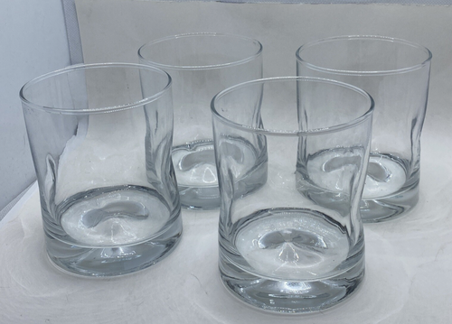 Set of 4 Libbey Crisa Impressions Thumbprint Pinched Sides 12 oz ...