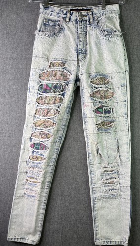 Vintage Jeanjer Womens 9/10 Jeans Distressed Denim Light Wash Patches ...