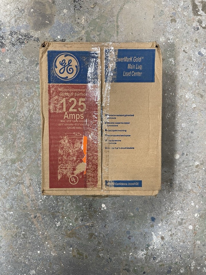 GE 125 Amp 4-Space 8-Circuit Outdoor Main Lug Circuit Breaker Panel ...