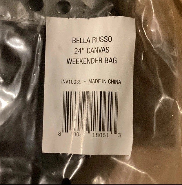 Bella Russo 24” Weekend Canvas Bag , Black , Brand New in Original ...