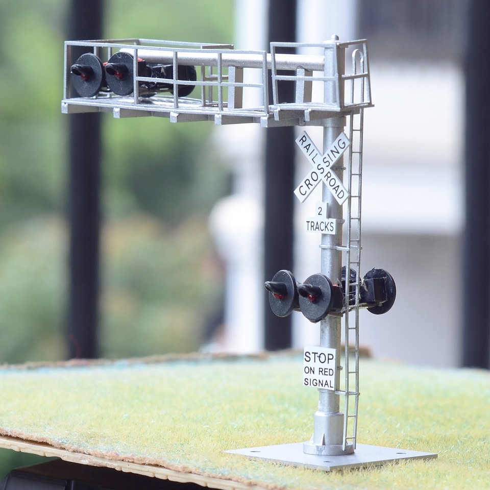 1 x HO scale model railroad cantilever grade crossing signal 2 tracks ...