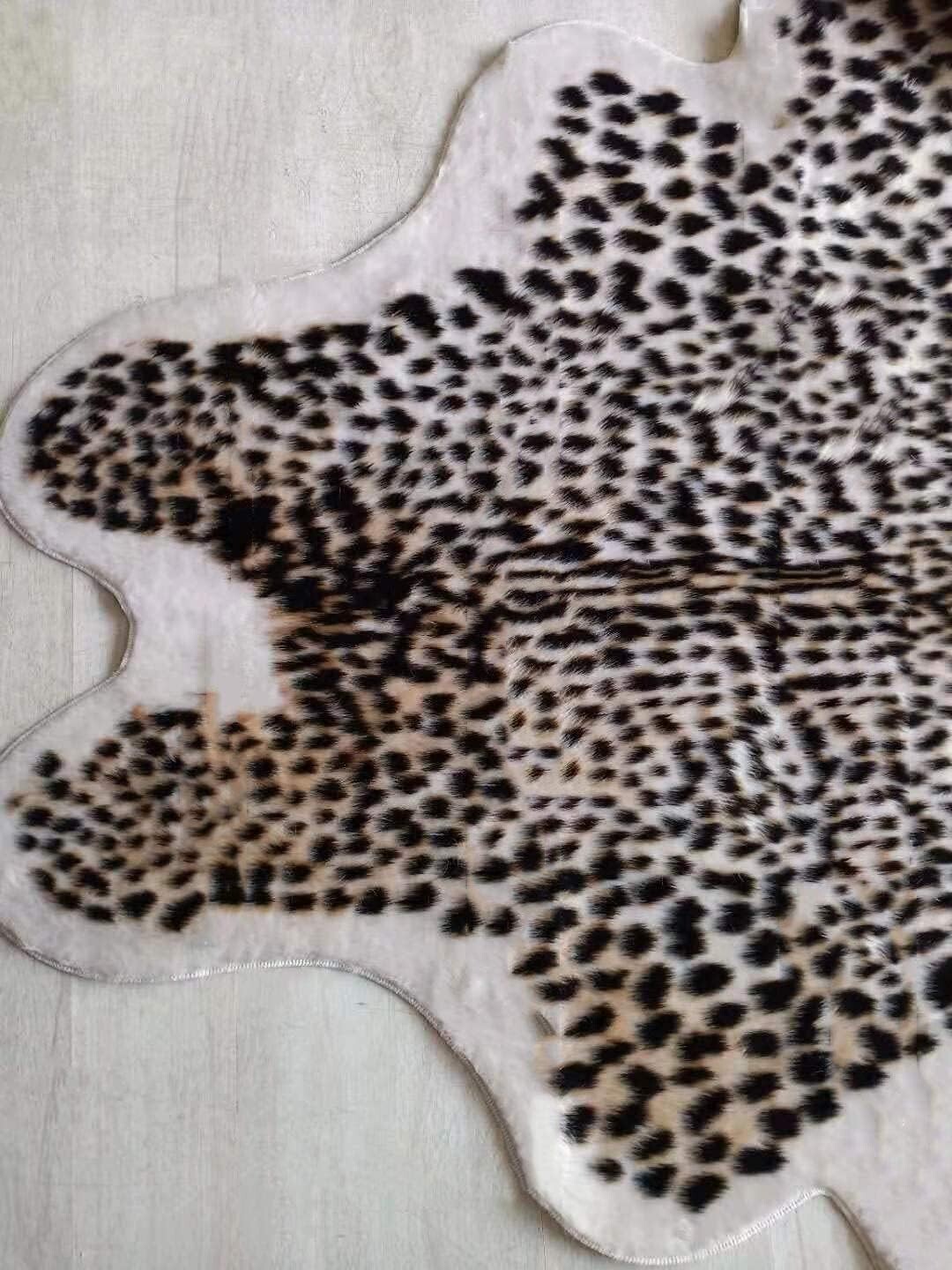 Large Size Leopard Print Rug-5.2 x 6.6 Feet Faux Fur Leopard Hide Rug ...