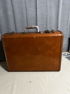 Samsonite Brown Leather Hard Shell Luggage Set VTG 1950’s NO KEY | eBay