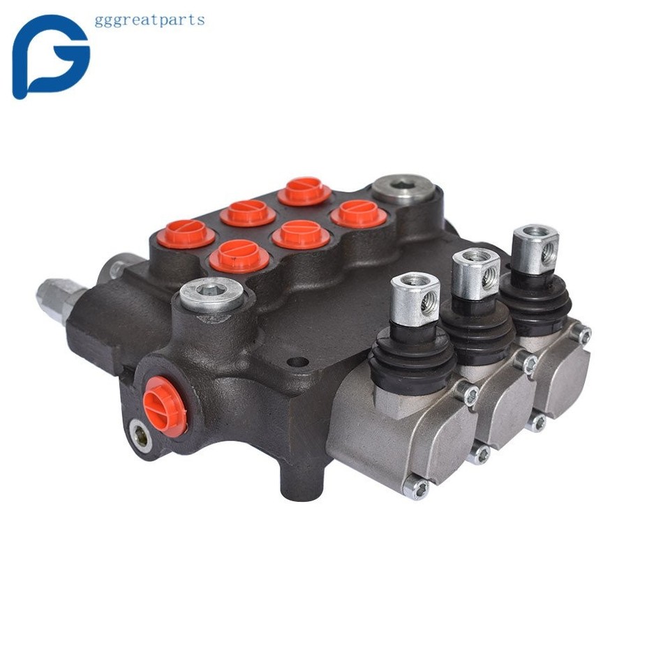 3 Spool Hydraulic Monoblock Double Acting Control Valve, 21 GPM, SAE ...