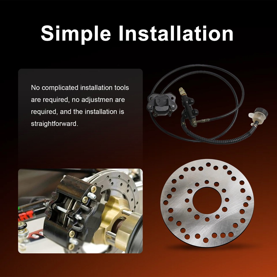 Hydraulic Rear Disc Brake Caliper System Disk Pad Kit for Go Kart ATV ...