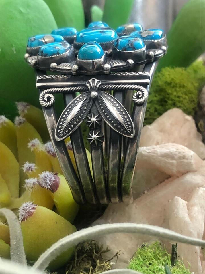 Navajo Artisian Gary Reeves Old Heavy Turquoise Cluster Cuff | eBay