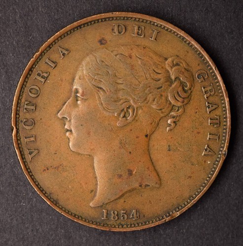 S3948, 1854 Queen Victoria Copper Penny, Ornamental Trident, Fine | eBay UK