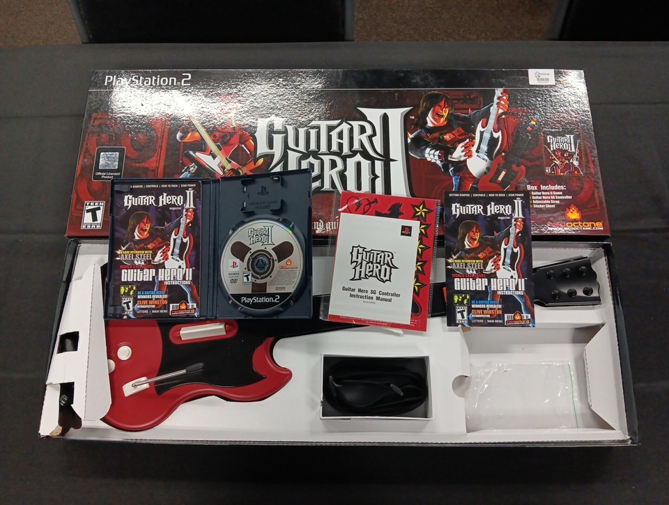 Guitar Hero 2 PS2 Box And Guitar With Game And Guitar Manual Strap | eBay