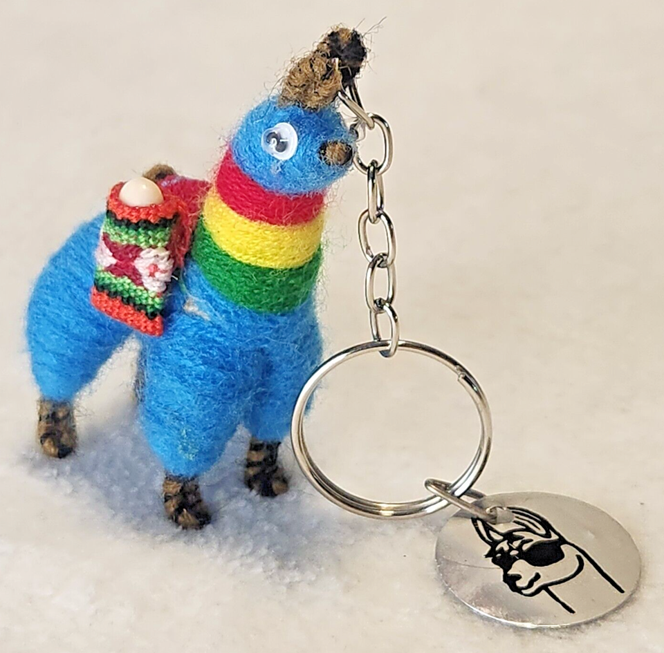 Andino Artisan Gelato Handcrafted Thread Blue Alpaca Llama Souvenir ...