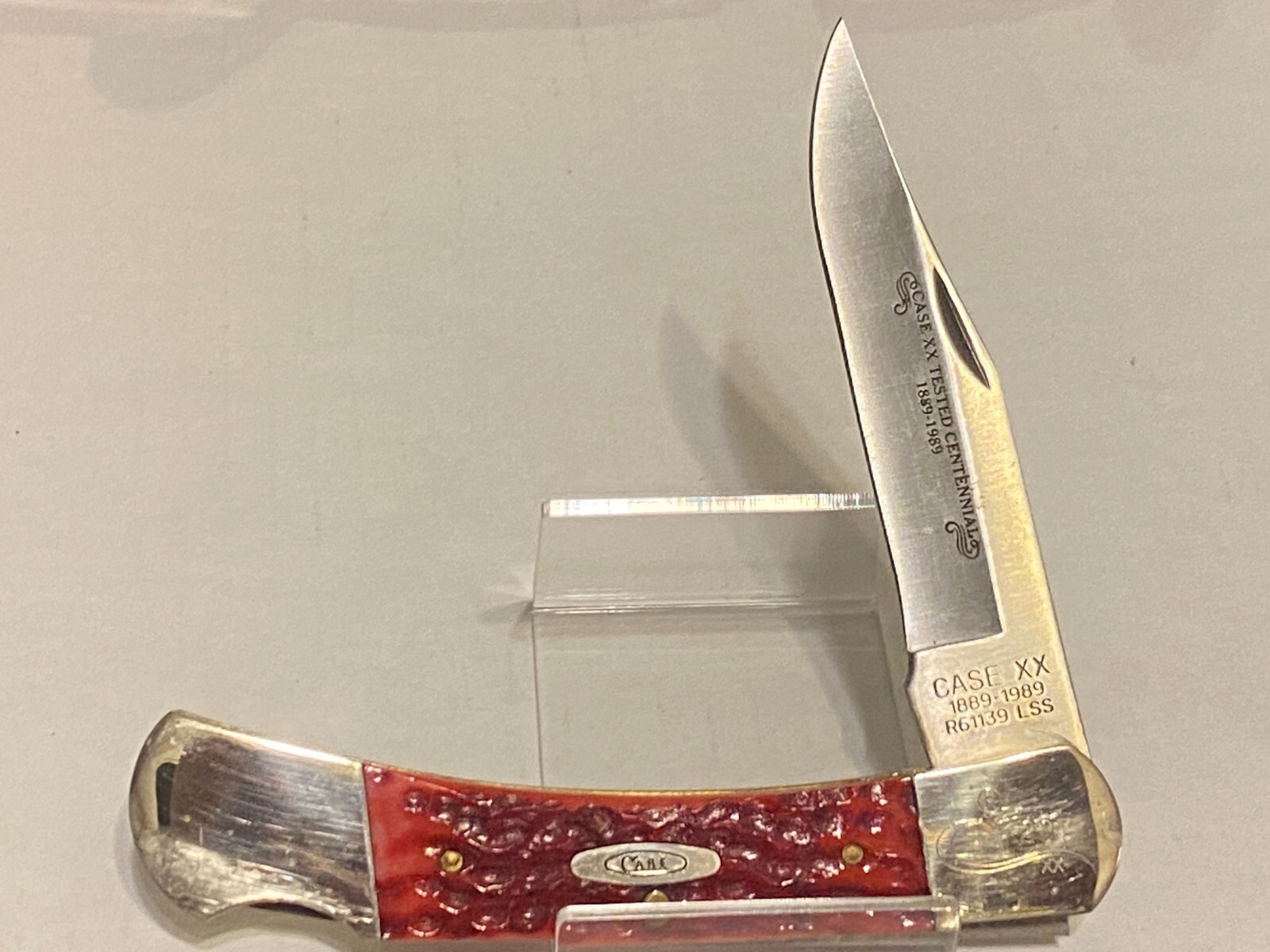 CASE XX 1889-1989 CENTENNIAL MINT SET DARK RED LOCKBACK HUNTER KNIFE ...