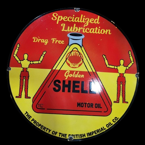 SHELL PORCELAIN ENAMEL SIGN 30X30 INCHES DOUBLE SIDED | eBay