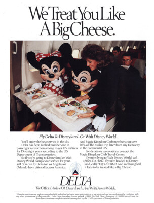 1989 Delta Air Lines: We Treat You Like the Big Cheese Vintage Print Ad ...