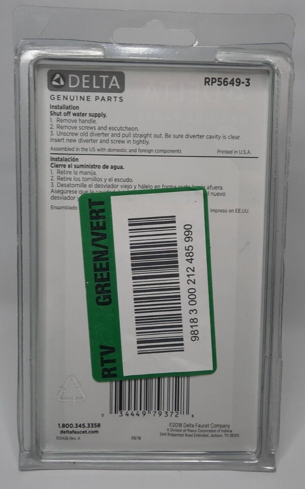 Delta RP5649-3 Push Button Diverter | eBay