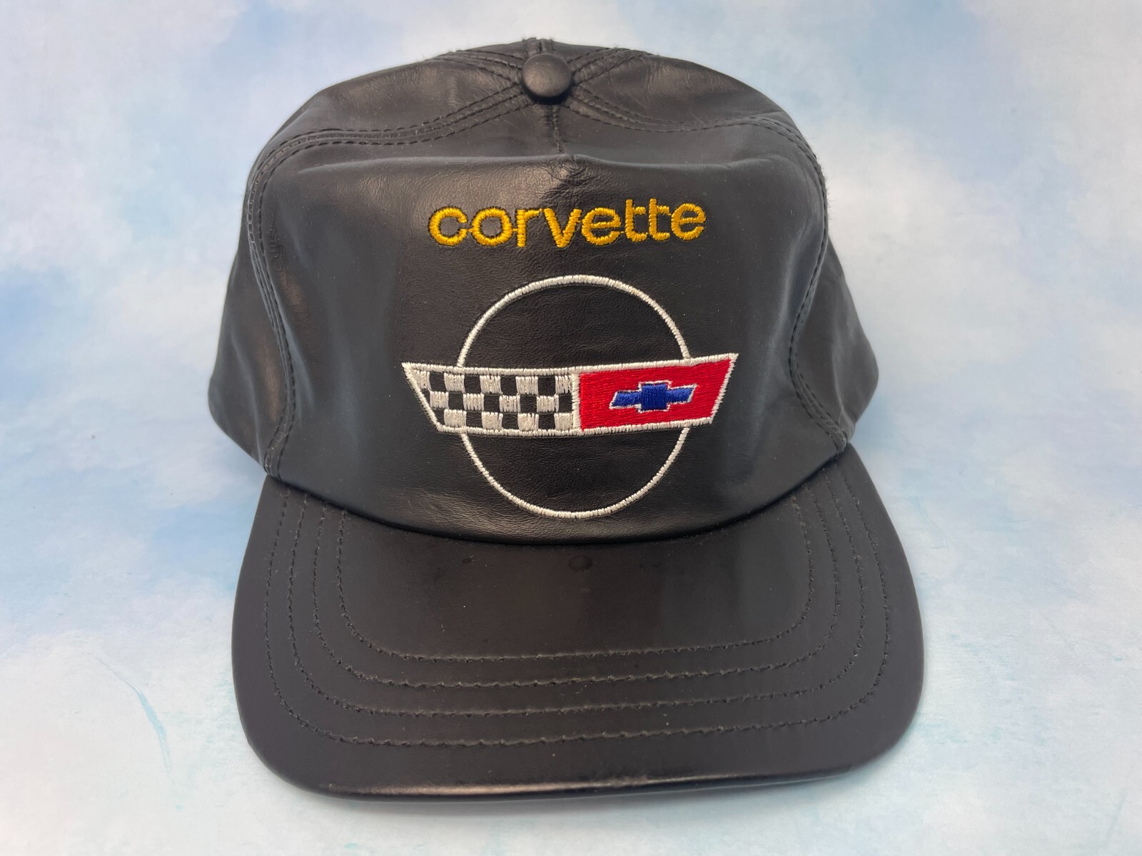 Vintage Henschel Chevy Corvette Leather Hat USA Made - Gem