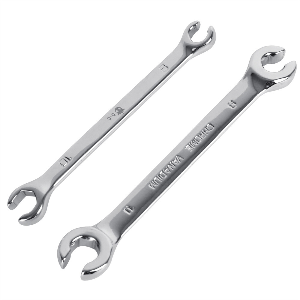 2PCS Flare Nut Wrench Open-Ended Brake Pipe Spanner Tool Set 9mm, 8mm ...