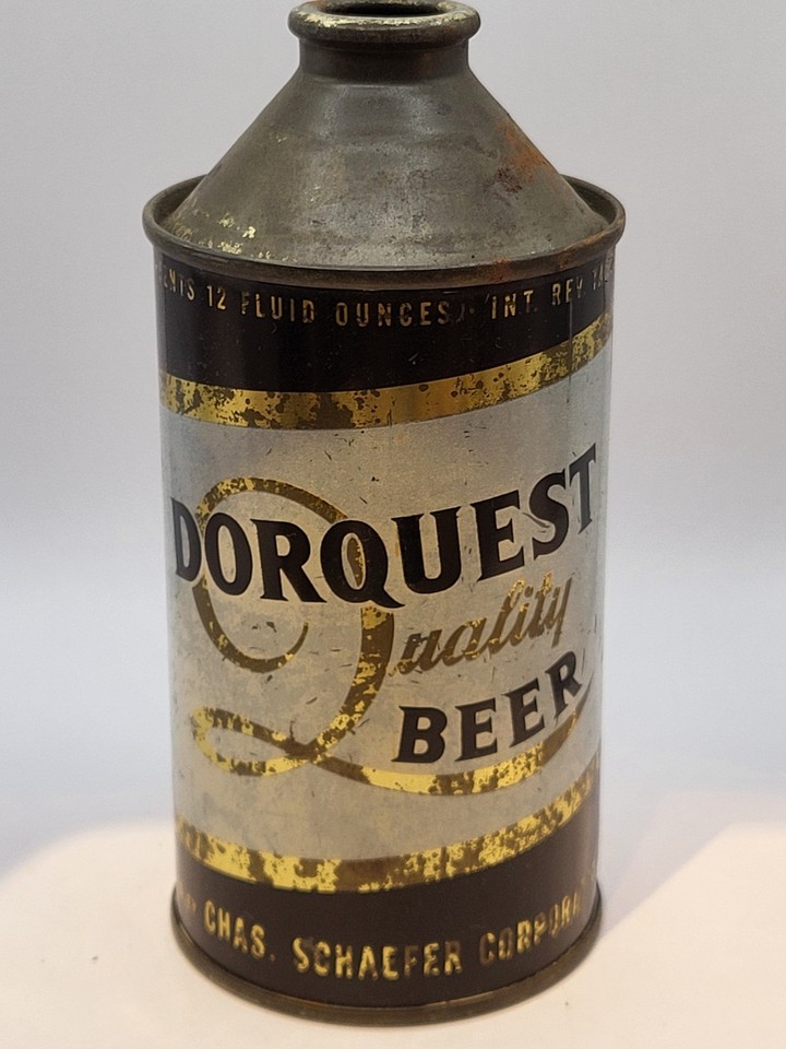 DORQUEST QUALITY BEER CONE TOP BEER CAN 1950S CHAS. SCHAEFER BROOKLYN ...
