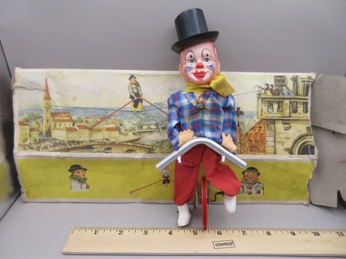 Vtg 50s FEWO Circus Clown Box Unicycle Tightrope Toy West Germany ...