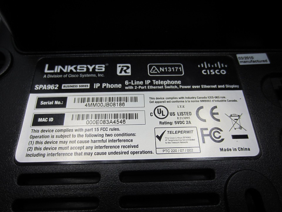 Cisco/Linksys SPA962 6-line IP Phone & Color LCD Display (5 In-Stock ...