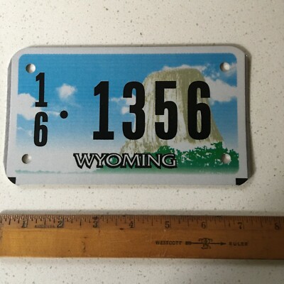 2016 16 WYOMING WY JOHNSON COUNTY 1356 MOTORCYCLE MC LICENSE PLATE NICE ...