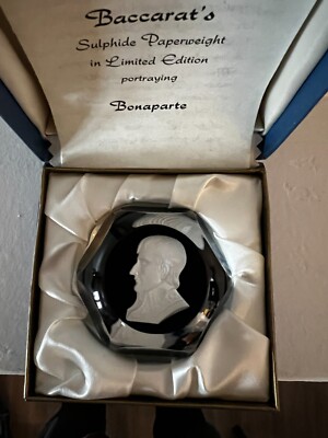 Baccarat Napoleon Bonaparte Sulphide Cameo Paperweight 1974 in Original ...
