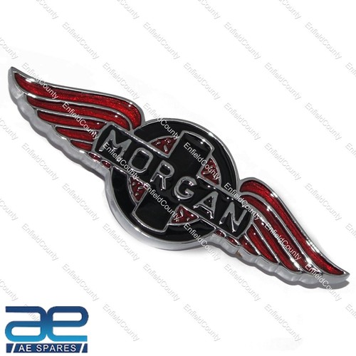 VINTAGE MORGAN CARS CAR METAL BONNET HOOD BADGE EMBLEM RED & BLACK AEs ...